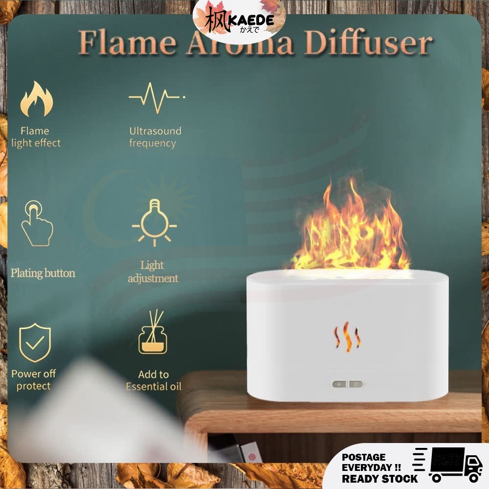 Flame-Effect Aroma Diffuser | Ultrasonic Humidifier with Color-Changing ...