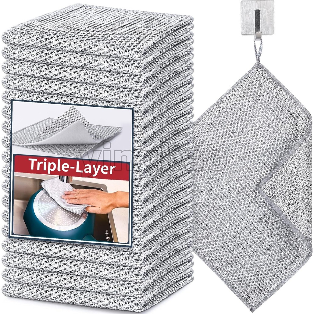 20pcs Upgrade 3-Layermetal Dish Cloth, No Scratches & Odor，Multipurpose ...