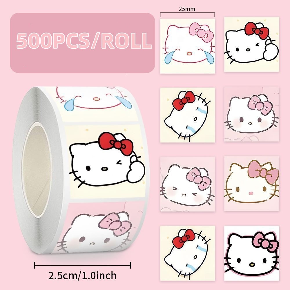 500-Sheet Hello Kitty Anniversary Sticker Roll | UV-Laminated Decals ...