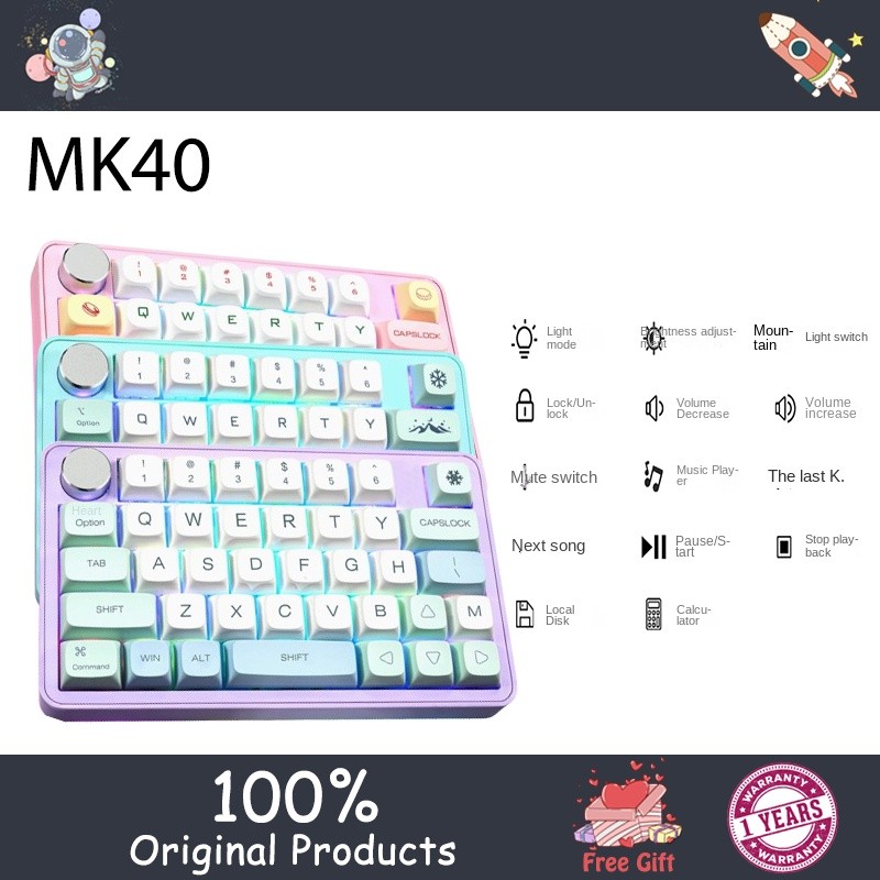 MK40 One Hand Keyboard, Macro Programming Knob, Keyboard, Drawing Keyboard, Left Hand Custom ...