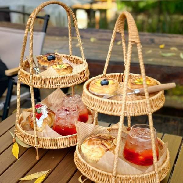 cake stand desert tray Pinggan buah rotan tiruan, makanan ringan ...