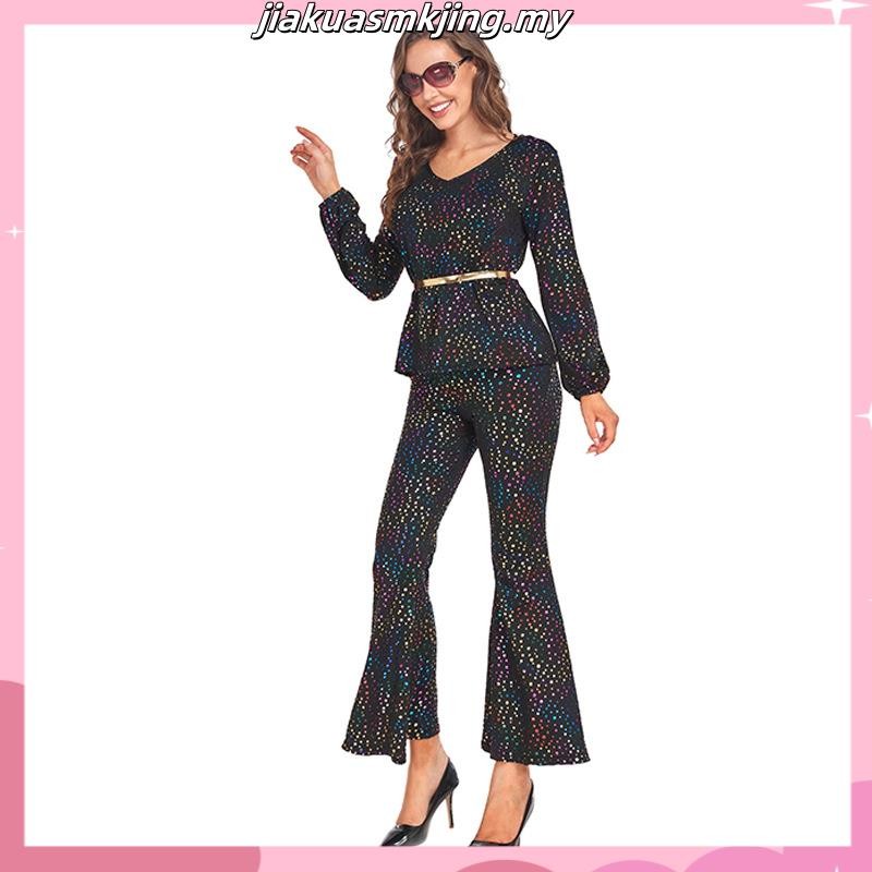 Ladies 60s 70s Retro Hippie Go Go Girl Disco Costume Fancy Dress Hen ...