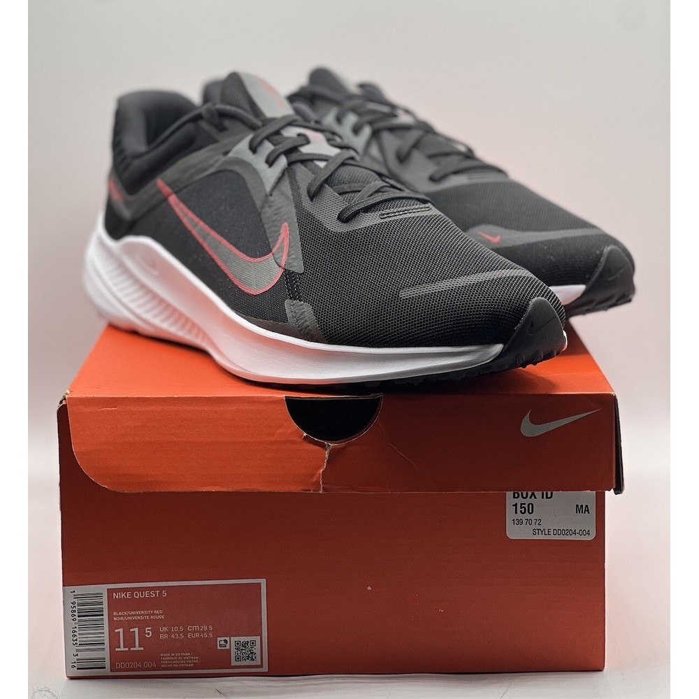 Nike Quest 5 Men's Shoes Black University Red Smoke Grey DD0204 004 NIB ...