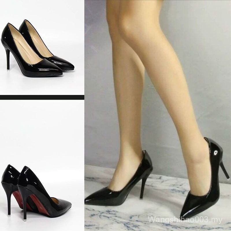 Kasut Tumit Tinggi Bersaiz Besar 45-4748 Stiletto Mulut Cetek Kulit ...