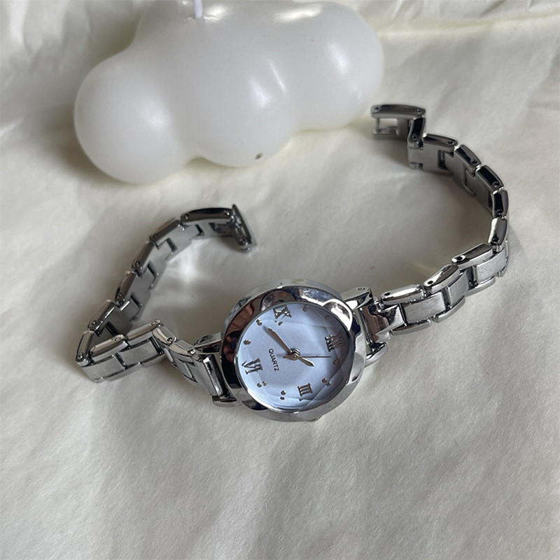 Fashion Women Watches Vintage Small Round Dial Stainless Steel Band ...