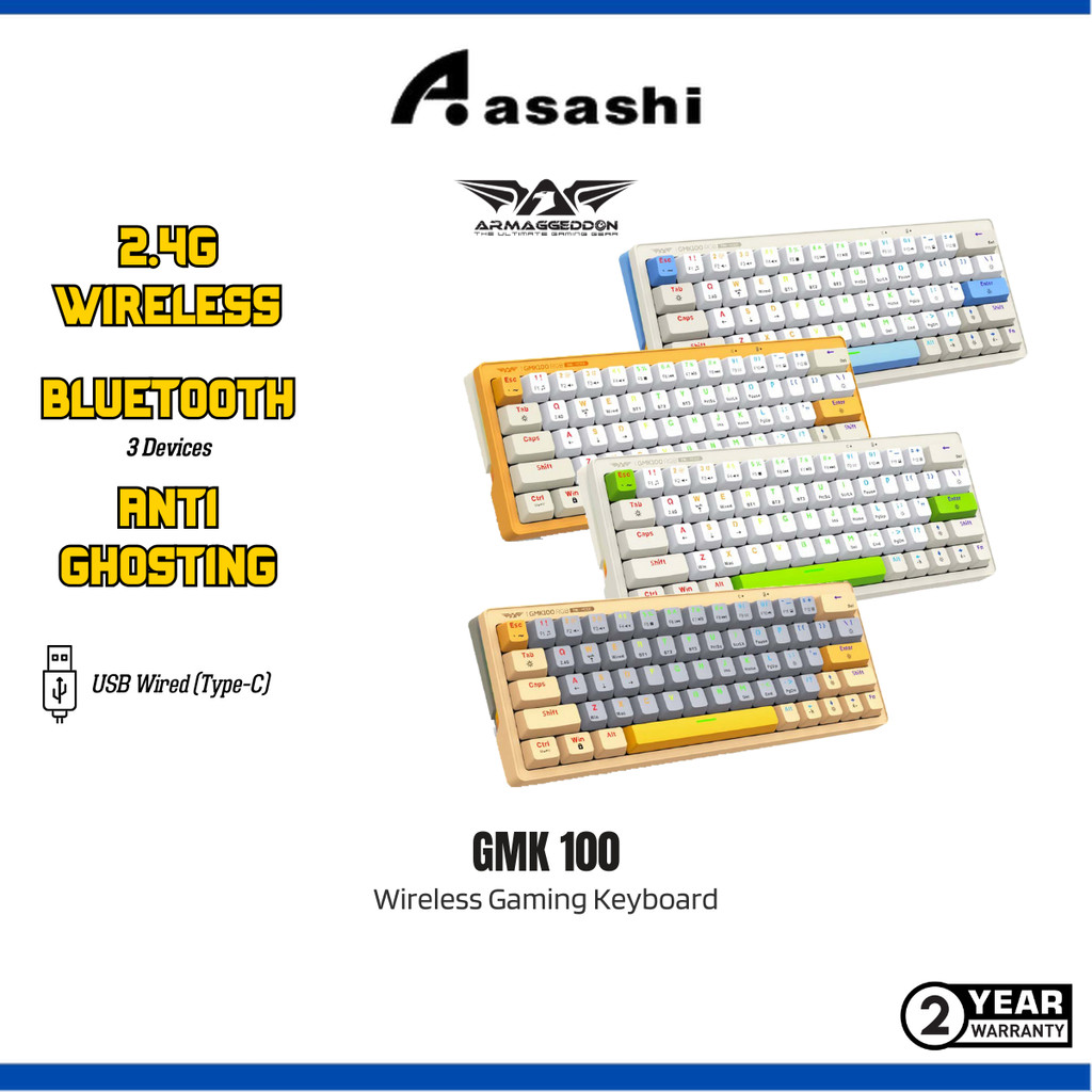Armaggeddon Triple Mode Bluetooth RGB 63 Keys Mechanical Gaming ...