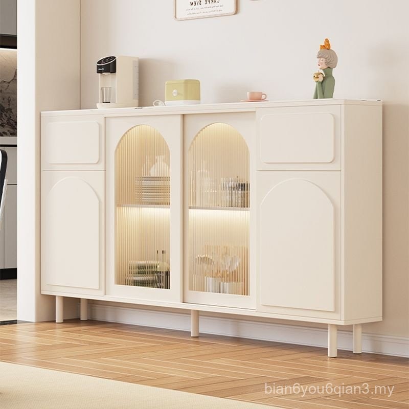 Cream Style Dining Side Cabinet Integrated Back Wall Living Room ...