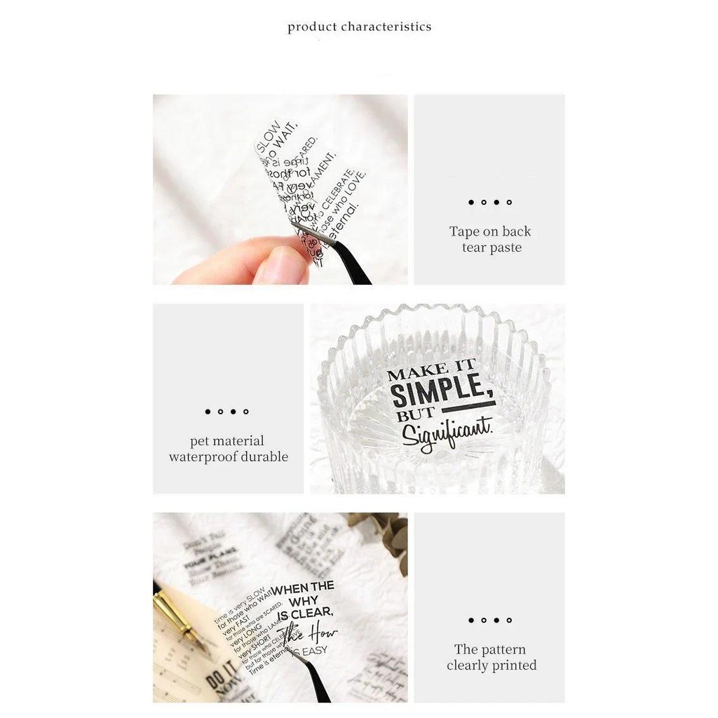JIANWU Pure Poet Series Vintage English Text Letter Material Collage ...