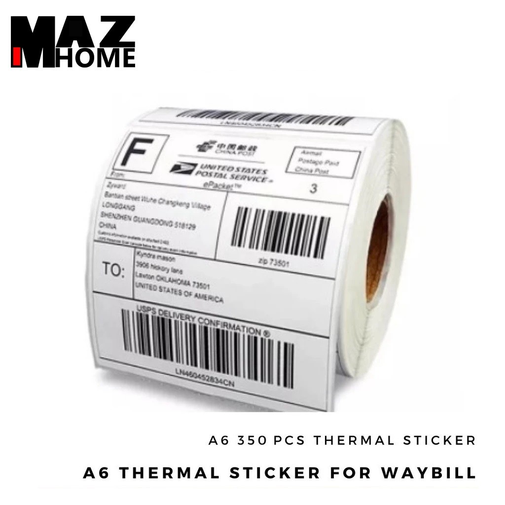 Maz HOME 350pcs Thermal Sticker A6 Size Airway Bill Paper Roll Sticker ...
