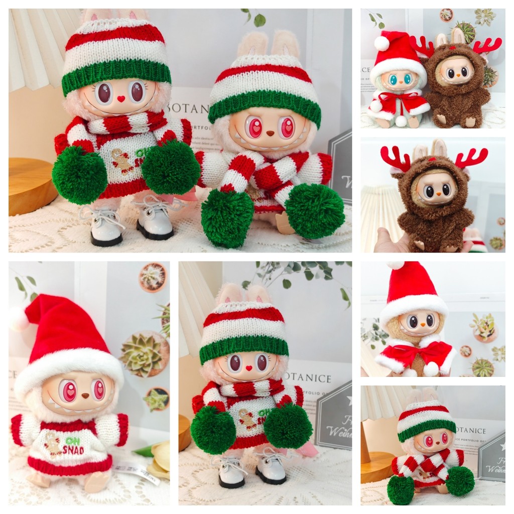 Labubu V1 V2 Clothes Christmas Sweater Snowman jumpsuit Santa Claus ...