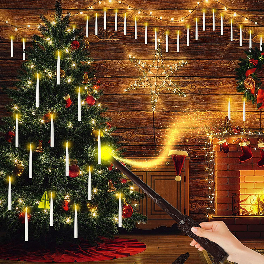 Flickering Warm Light with Long Rod LED Flameless Taper Candle Handheld ...