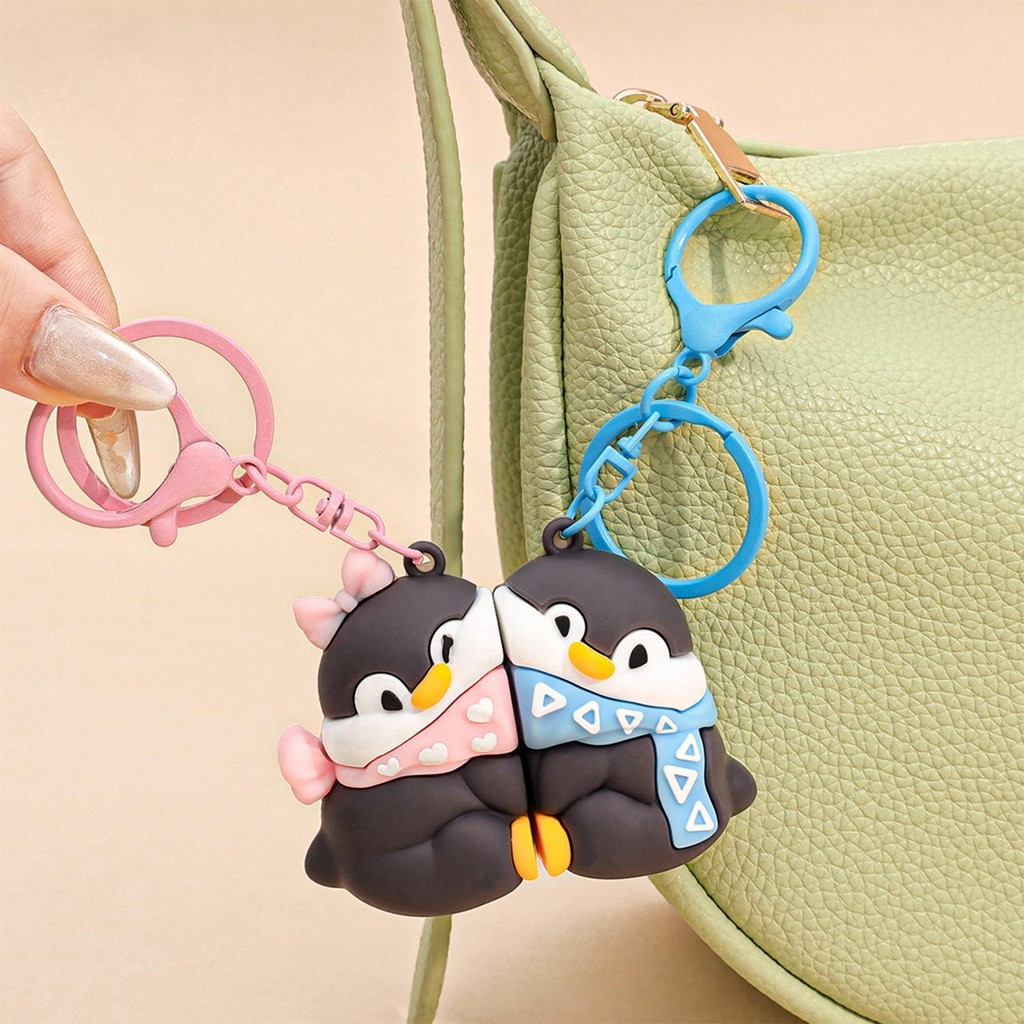 Penguin Keychains for Couples Bag Charm Magnetic Keyring Cartoon ...