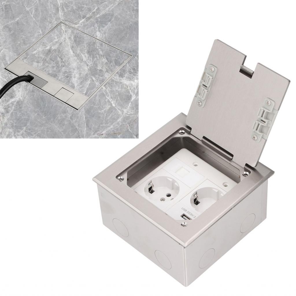 Treee Recessed Floor Outlet USB and Computer Port Box 2 Sockets for ...