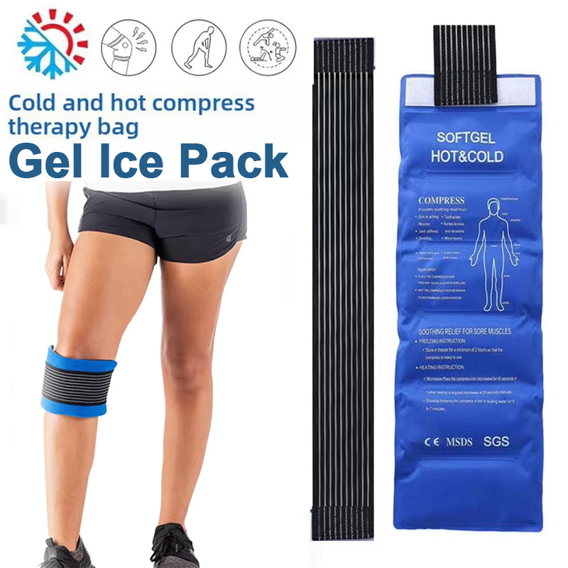 Reusable Gel Cooling Ice Pack Hot Pack with Bandage Sports Knee ...