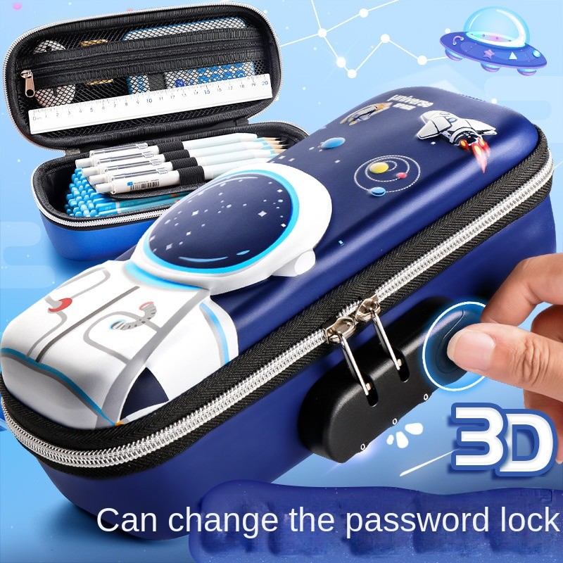 Large-capacity Pencil Case Boys Children Password Lock Stationery Box ...