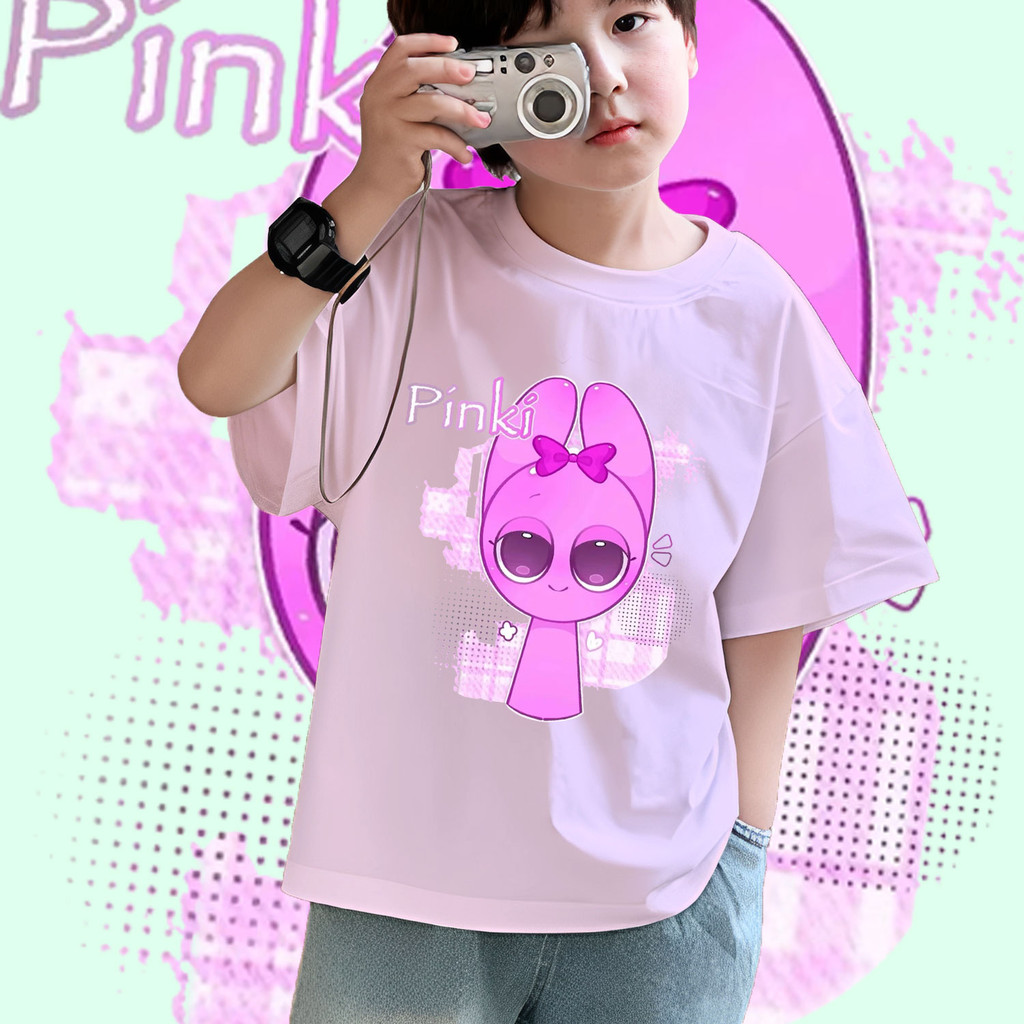 New Sprunki Incredibox Kids T-shirt Srunki pinki Video Game For 100cm ...