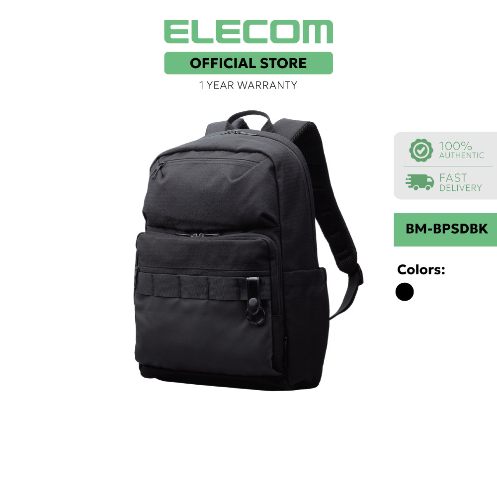 Elecom BM-BPSDBK Backpack, Organized, 15.6 inch (20 L), Water Repellent, Heavy Duty Zipper ...