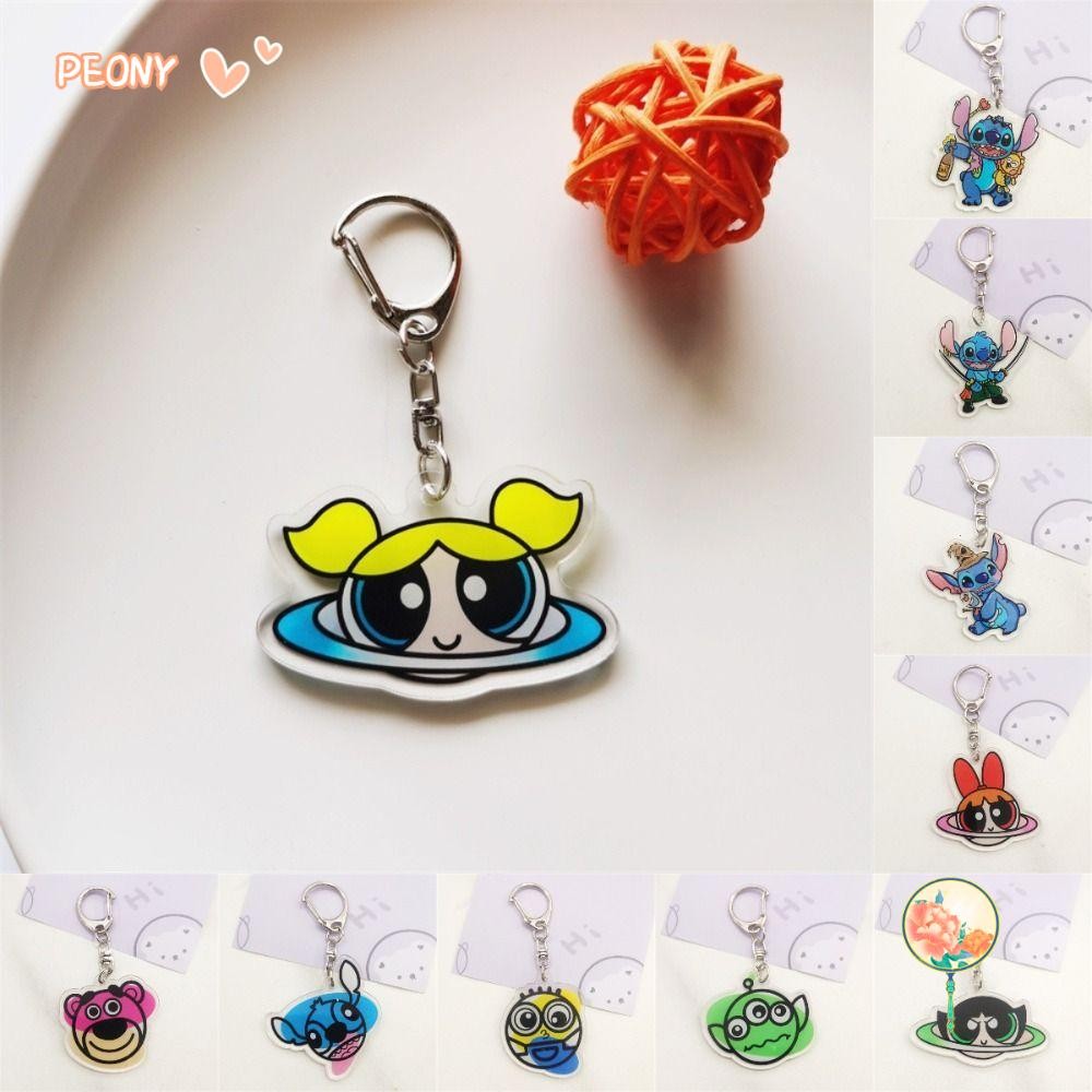 PEONY-HOME Acrylic Keychain, Couple The Powerpuff Girls Mini Keychain ...