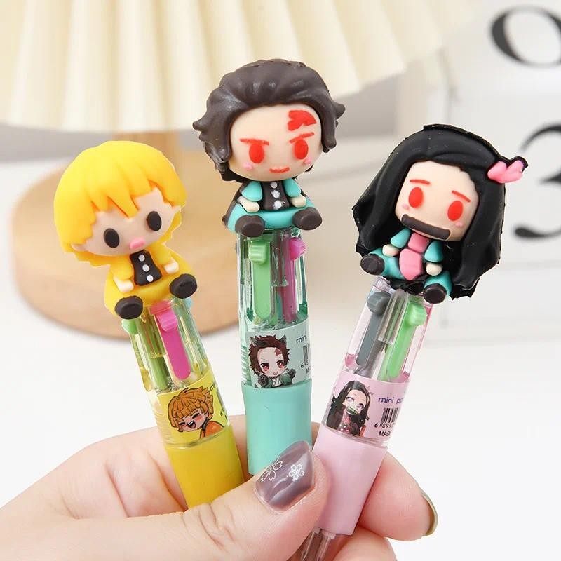 Anime Demon Slayer Pen 4-color Ballpoint Pen Kawaii Kamado Tanjirou ...