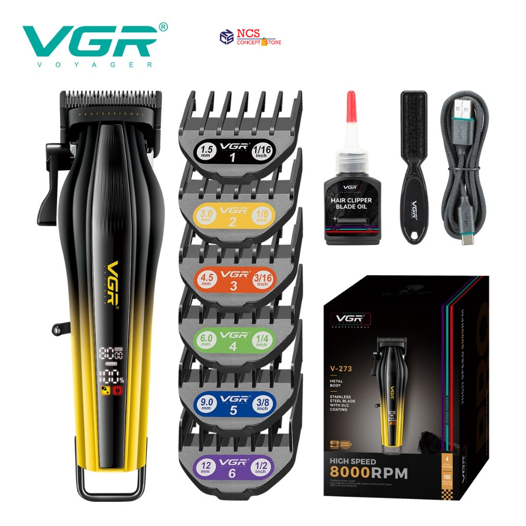 VGR V-273 Hair Clipper 8000RPM Metal Body Barber Clipper Trimmer Shaver ...