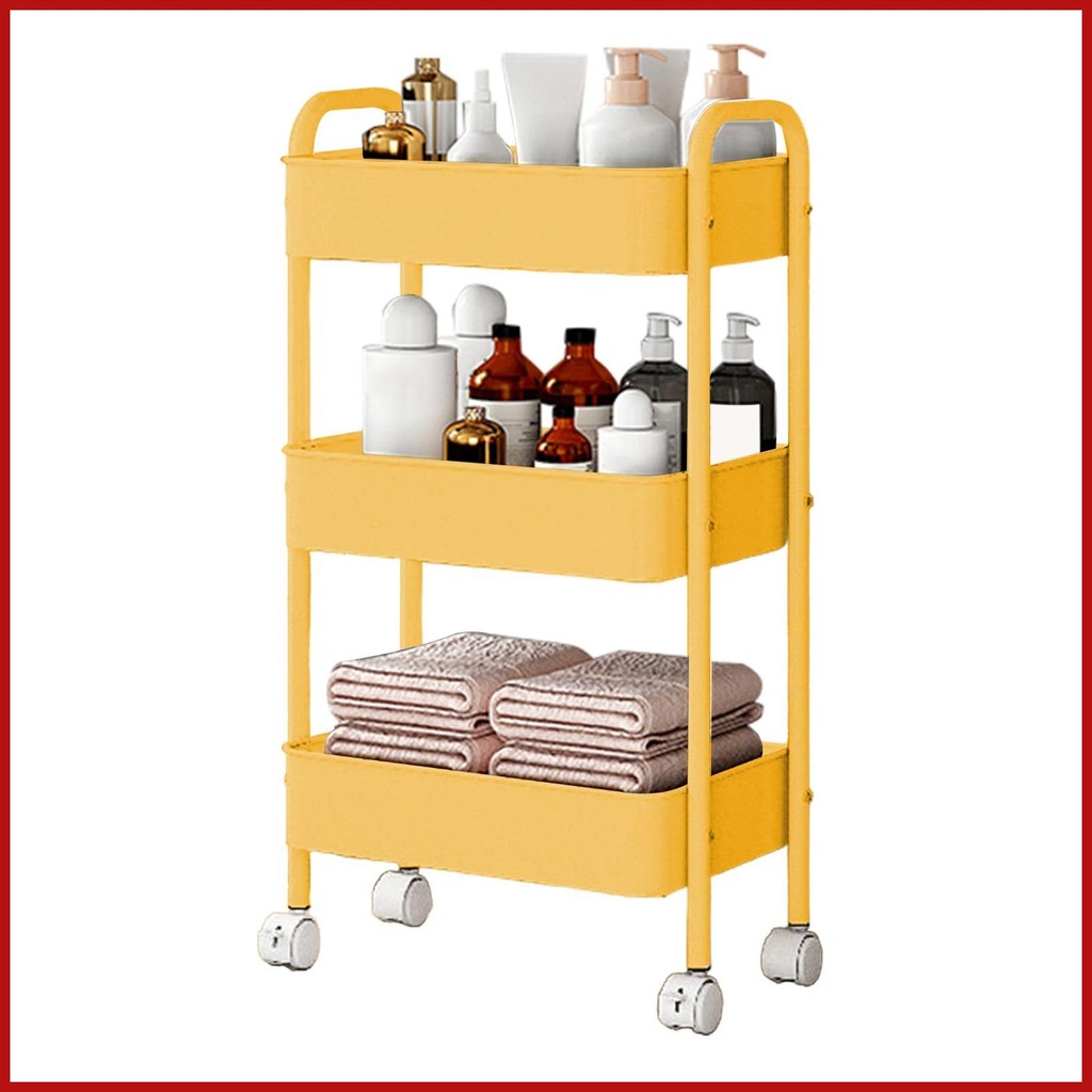 Rolling Carts with Wheels Multifunctional Kitchen Trolley 3-Tier ...