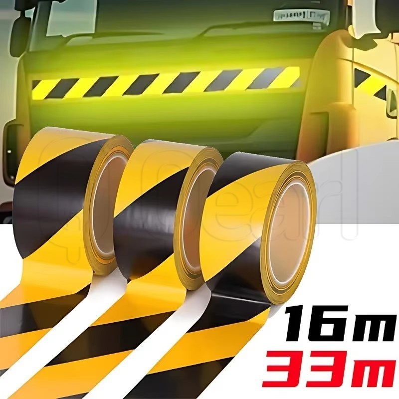 33m Black & Yellow Safety Warning Tape - Floor Tape Safety Caution Tape ...