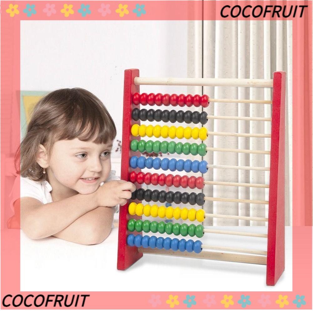 COCOFRUIT Wooden Abacus, Red Blue Yellow Educational Calculation Bead ...