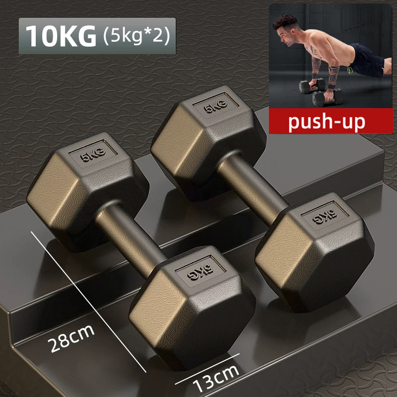 Hexagonal dumbbell 5KG/7.5KG/10kg Set Dumbells for Sport Gym Fitness Exercise Weight Training ...