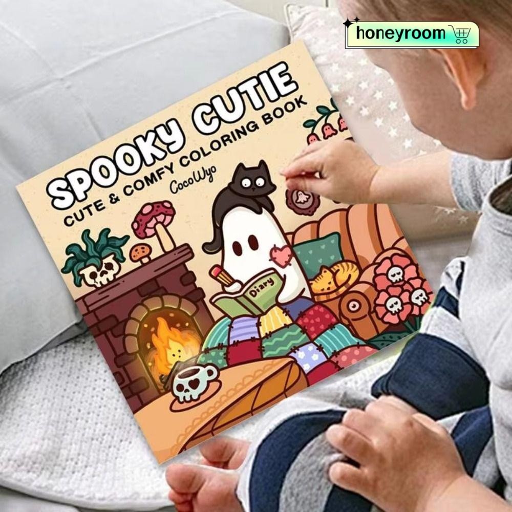 HONEYROOM Coloring Book, Spooky Cutie In Cozy Moments For Relaxation ...