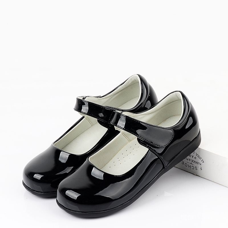 Kasut kulit hitam budak perempuan, kasut tunggal puteri, pakaian kanak ...