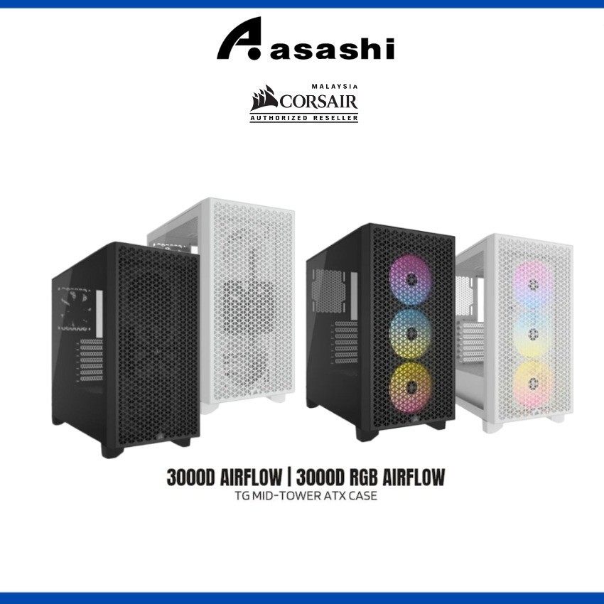 Corsair 3000D Airflow | 3000D RGB Airflow (BLACK/WHITE) TG Mid-Tower ...