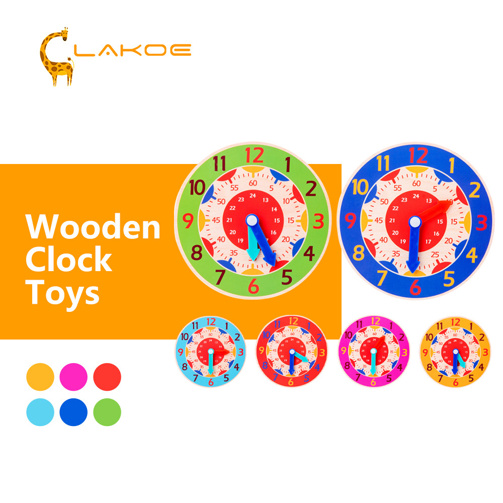 Lakoe Wooden Clock Toys Kids Time Cognitive Toys Children Learning ...