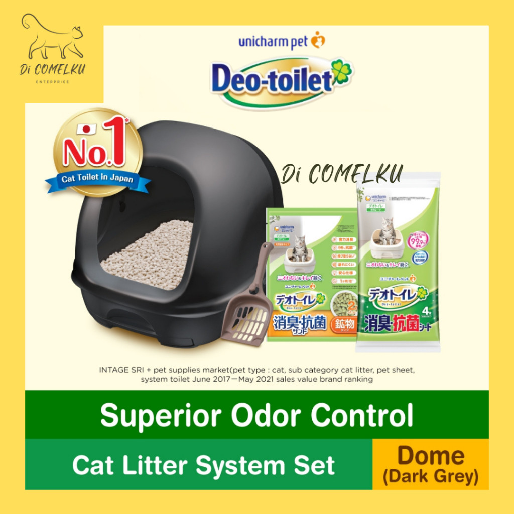 Deo-Toilet Dual Layer Cat Litter Box Tray System Dark Grey (Full ...