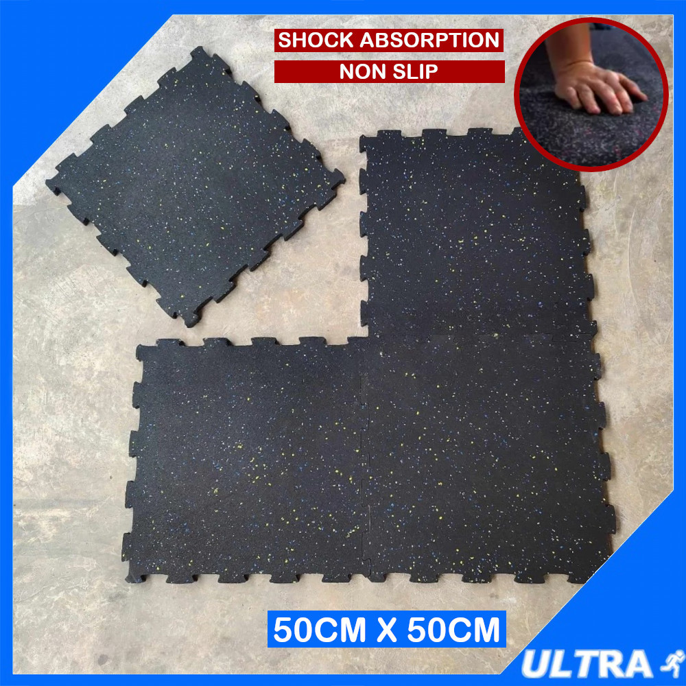 50CM X 50CM 1pc 1.5cm 2.0cm Interlocking Rubber Gym Carpet Tiles ...