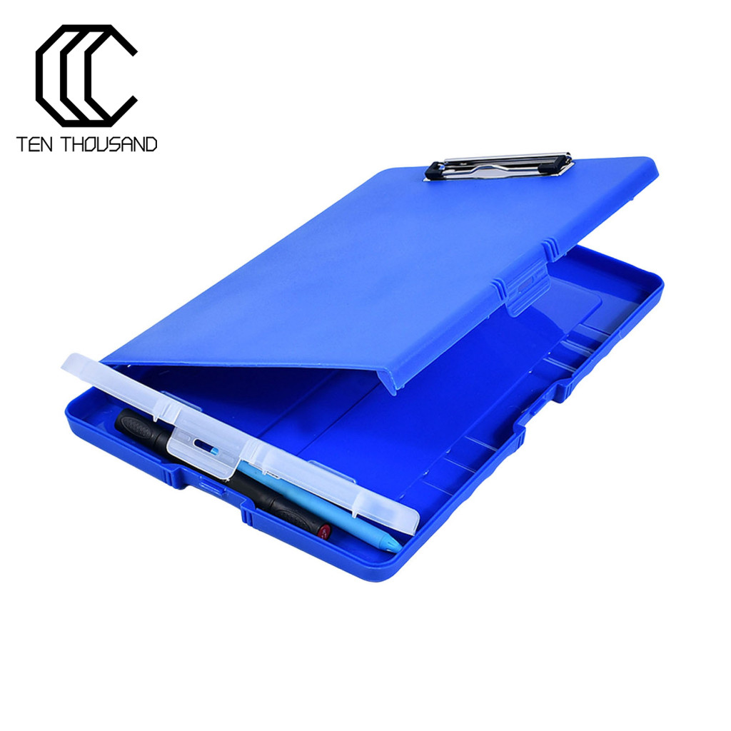 Portable File Storage Box File Folder Organizer 3-in-1 Clipboard Pencil ...