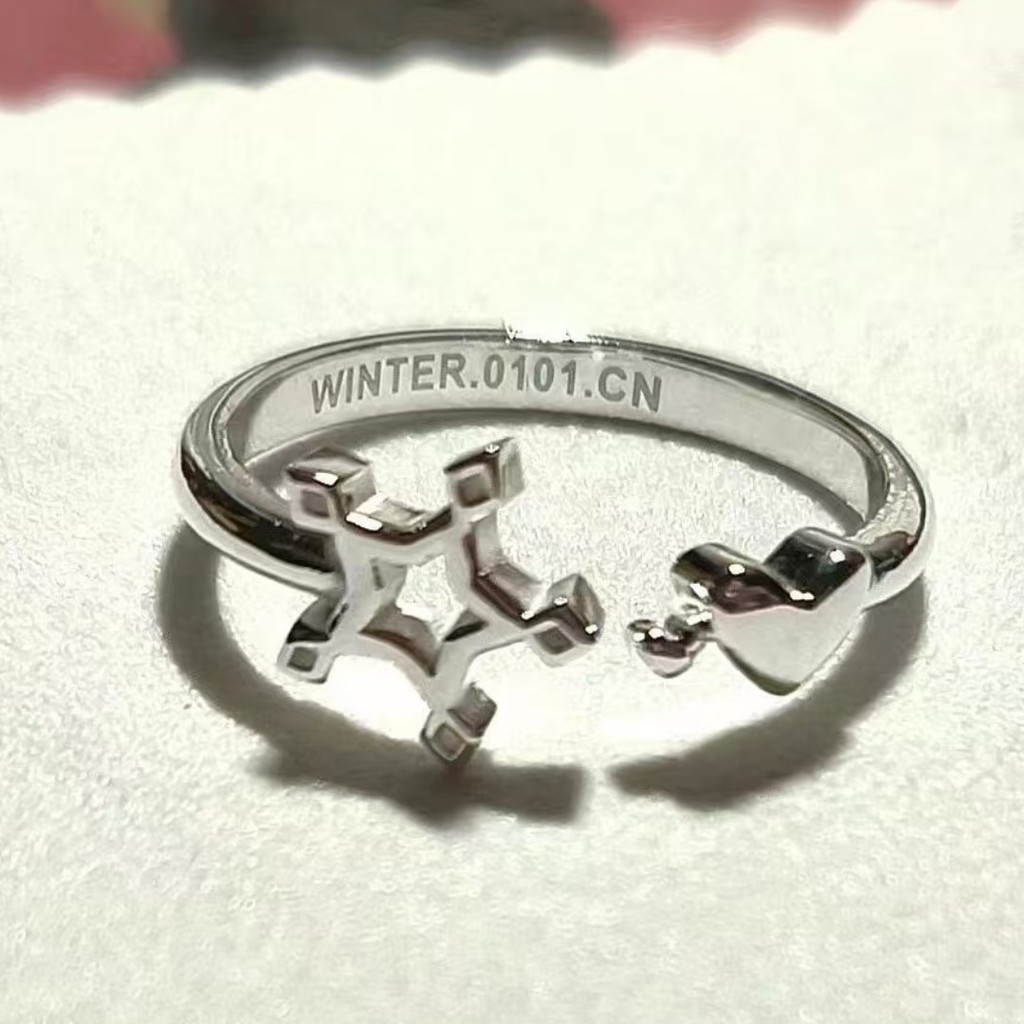 Kpop Idol æespa WINTER Simple Snowflake Love Ring Adjustable Opening ...