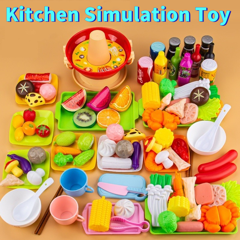 Kids Kitchen Simulation Play Toys Cookware Toy Set Cooking House Masak ...
