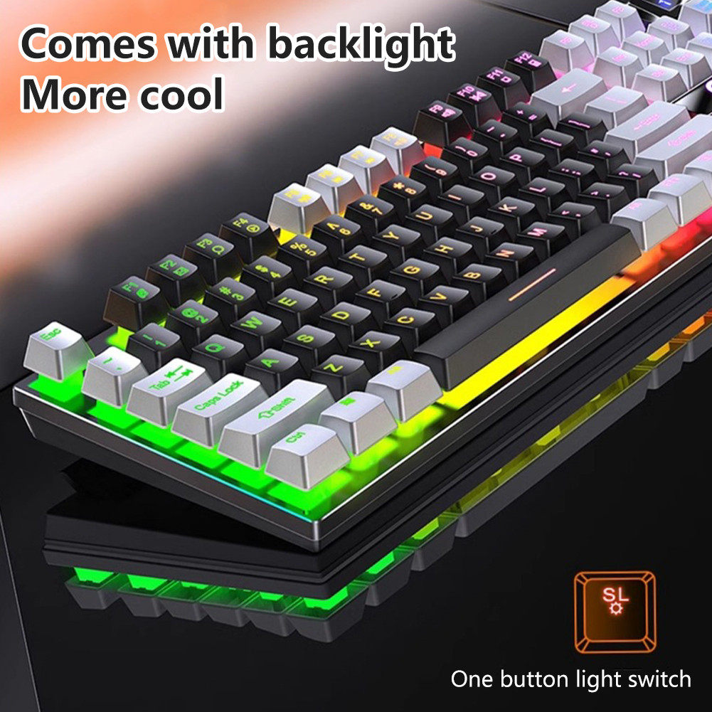 LED Colorful Light Gaming Luminous Backlit Mechanical Feel Keyboard ...