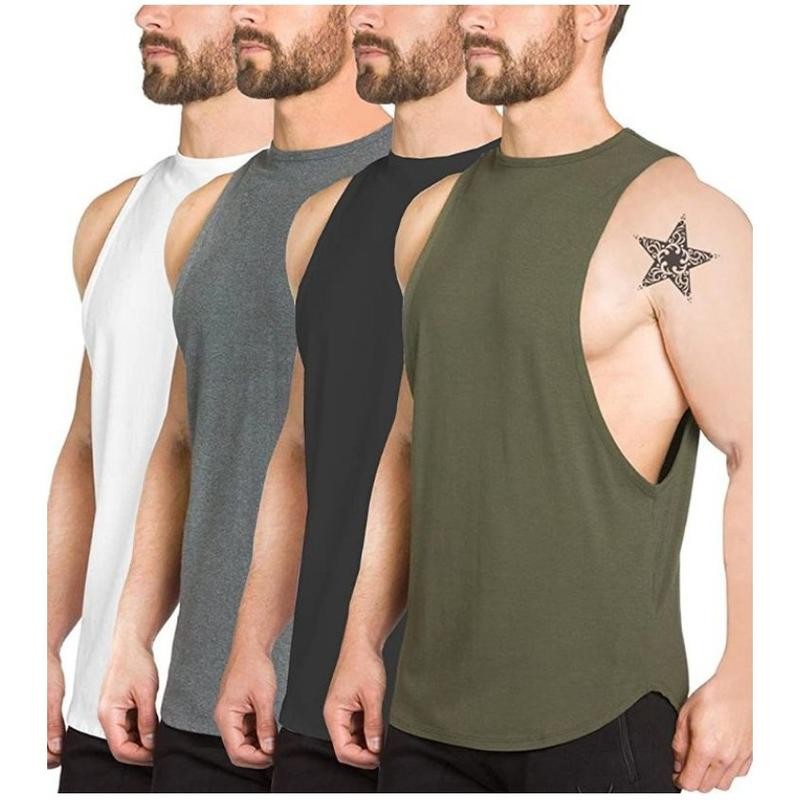 PLAIN GYM MUSCLE TEES - Drop Arm Tees - Unisex - Good Quality | Shopee ...