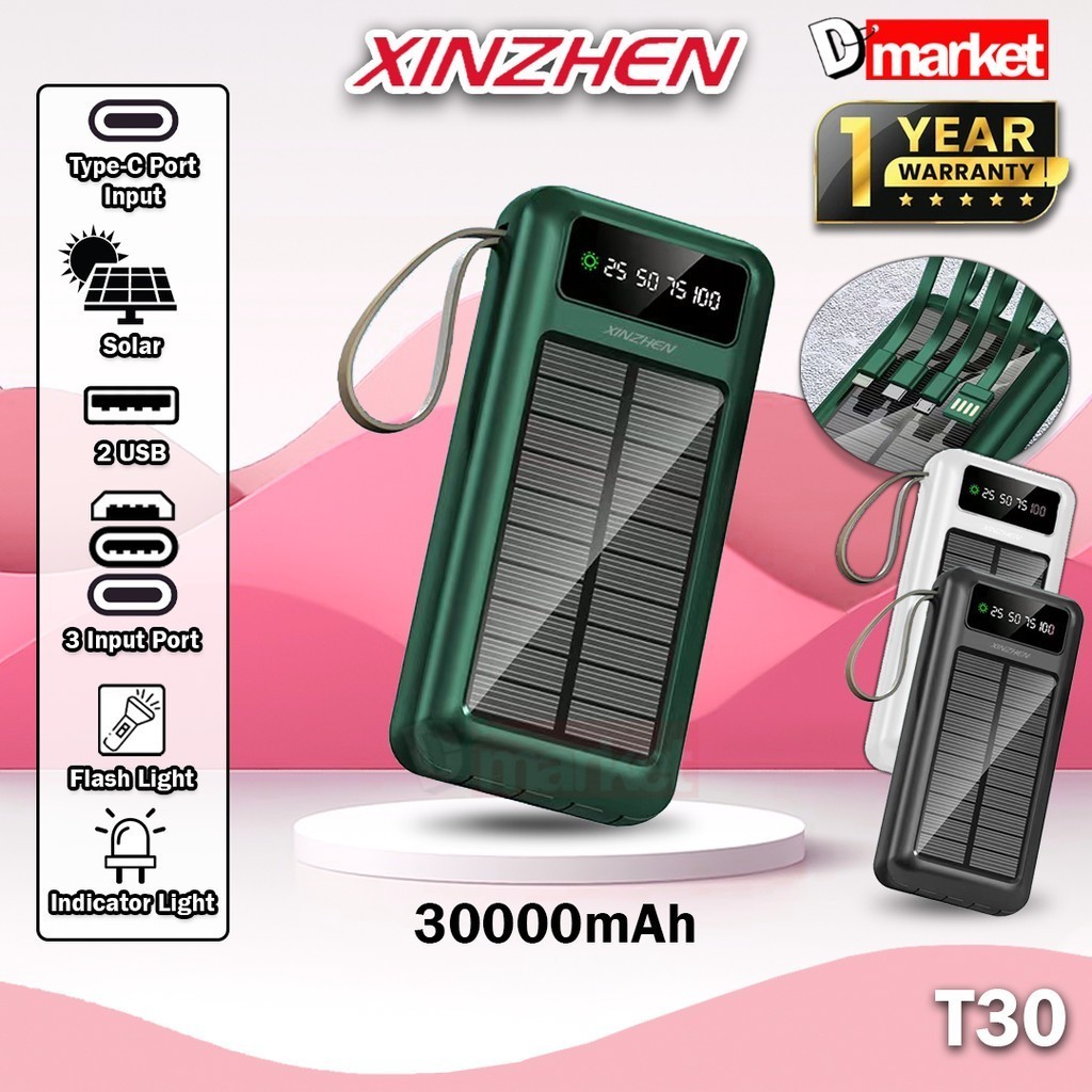 Xinzhen T30 30000mAh Powerbank Solar Power Bank Outdoor Camping ...