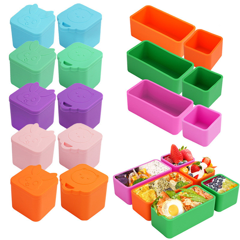 Lunch Divider Microwave Oven Cutlery Cup Reusable Silicone Children's ...