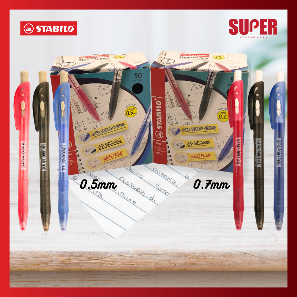 [super stationery] Stabilo Pen Liner 348 (50batang/kotak) 0.5mm 0.7mm ...