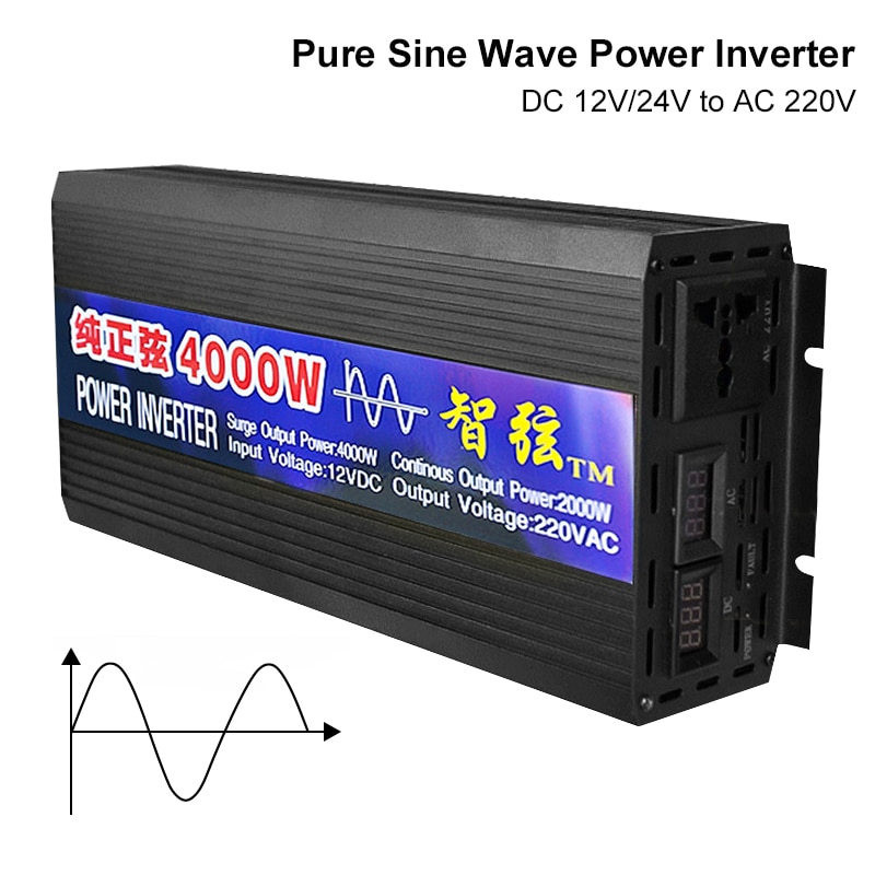 Pure Sine Wave Inverter DC 12V 24V To AC 220V Voltage Converter 2000W 3000W 4000W Power Pure ...