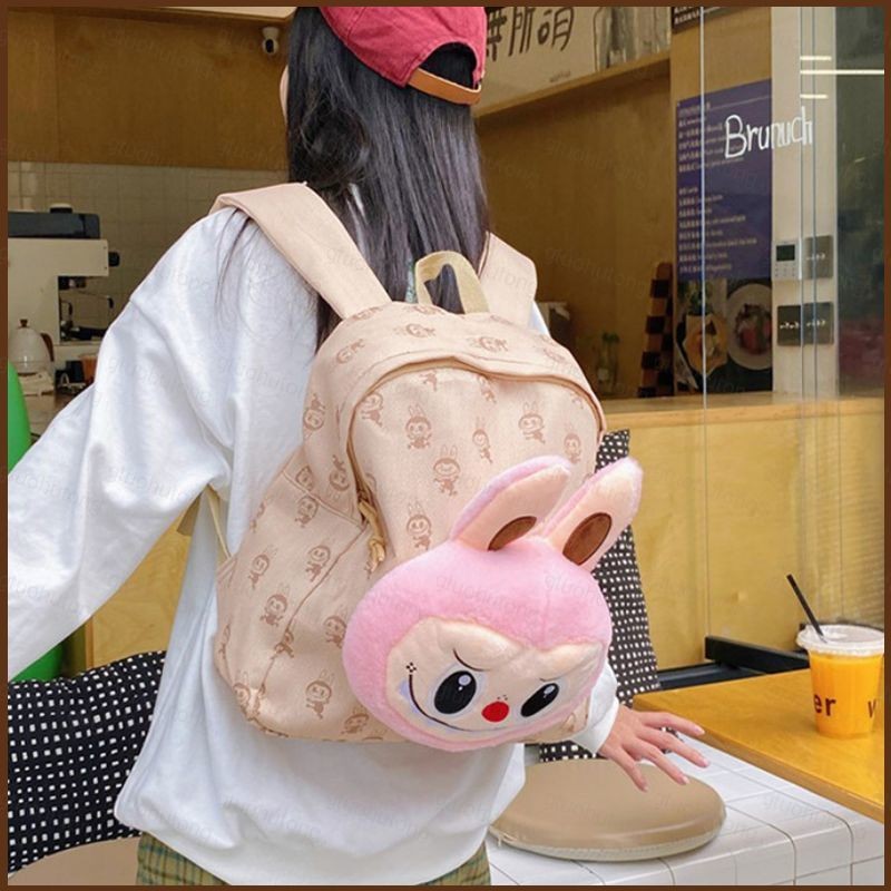 HTG POP MART Labubu Cartoon Cute Backpack Plush Lightweight Large ...