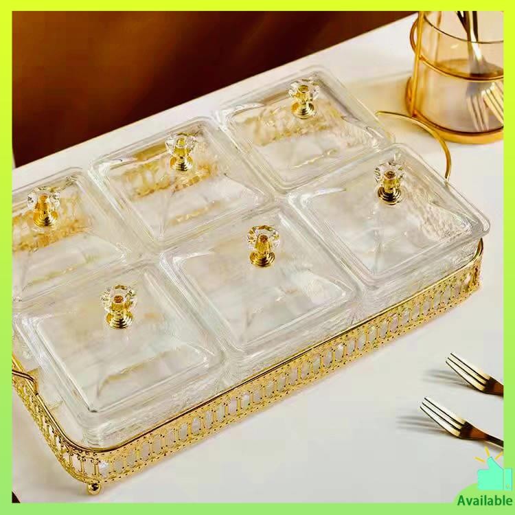 bekas kuih raya set bekas kuih raya Pinggan buah kaca grid rumah Nordic ...