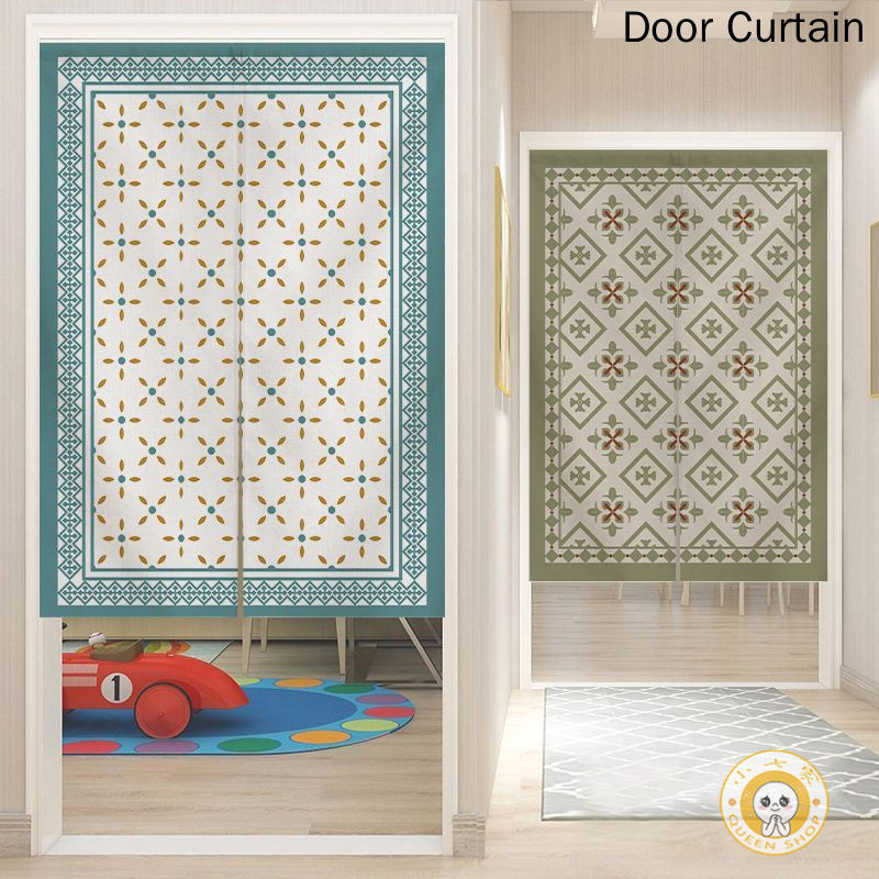 Fabric Lattice Door Curtain Partition Curtain Bedroom Home Partition ...