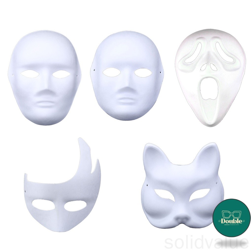 DG [CHOO] DIY White Mask Halloween White Plain Paper Full Face Opera ...