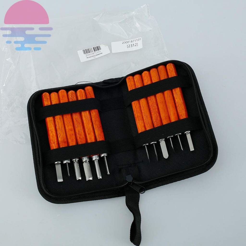 12Pcs Wood Carving Chisels Tool Set SK2 Carbon Steel Portable Wood ...