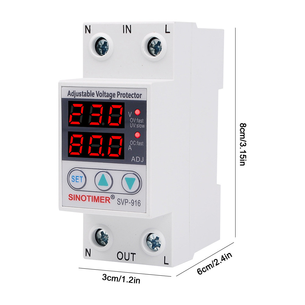 80A 220V Adjustable Voltage Protector Dual Display Limit Over Current ...