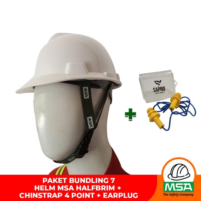Msa V Gard Halfbrim Helmet + 4 Point Chinstrap + Earplug Bundling ...
